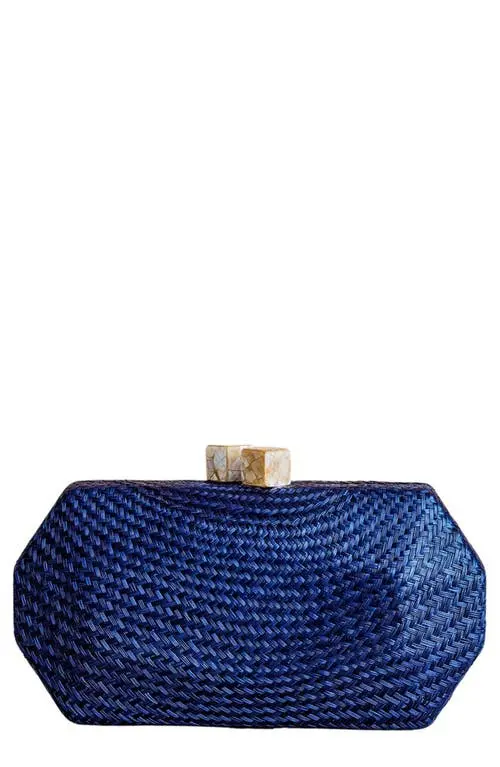 Likhâ Solid Octagon Clutch - Navy Blue