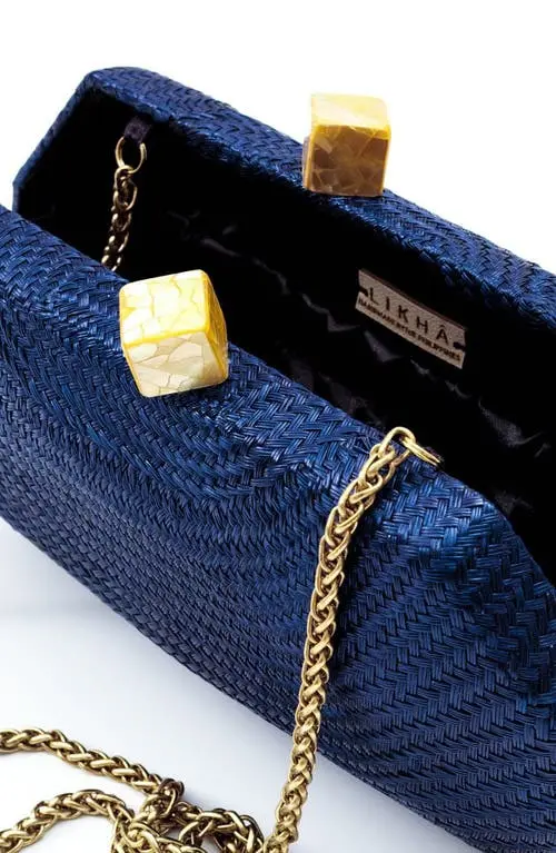 Likhâ Solid Octagon Clutch - Navy Blue