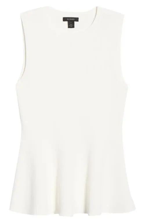 Halogen Sleeveless Rib Peplum Top - Antique White