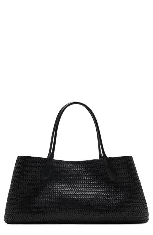 Mango Braided Leather Shoulder Bag - Black