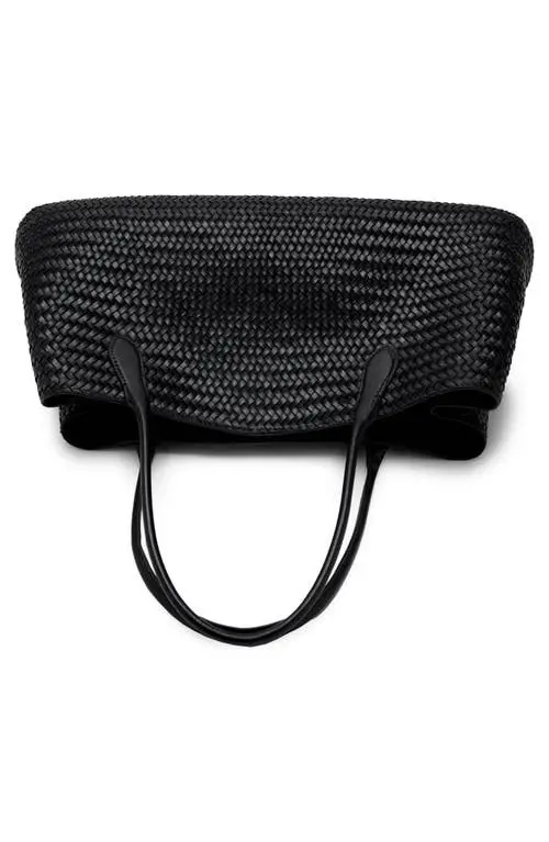 Mango Braided Leather Shoulder Bag - Black