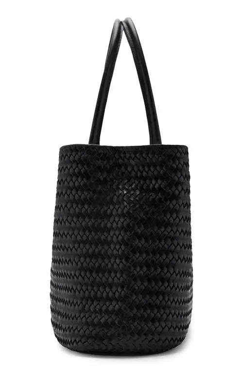 Mango Braided Leather Shoulder Bag - Black