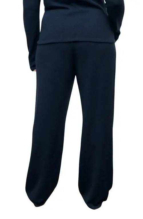Mango Straight Leg Knit Pants - Navy