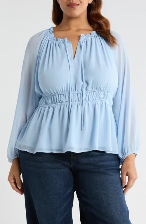 Vince Camuto Split Neck Peplum Top