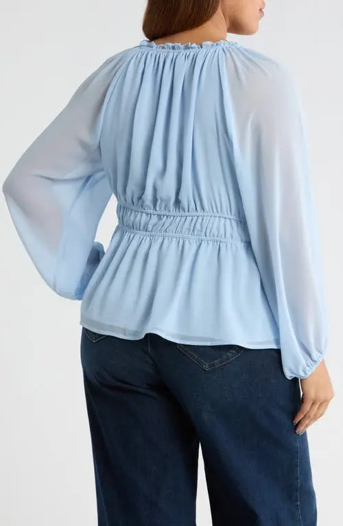 Vince Camuto Split Neck Peplum Top