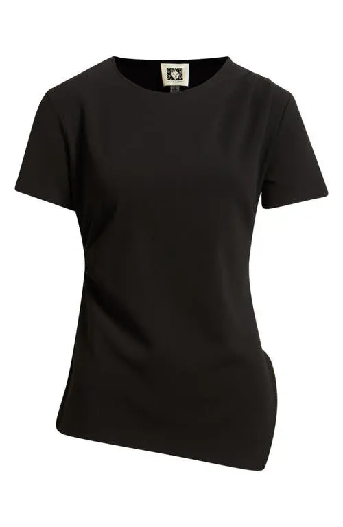 Anne Klein Asymmetric Pleat Knit Top - Anne Black