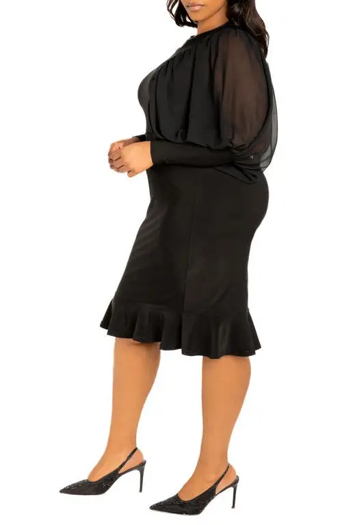 BUXOM COUTURE Volume Sleeve Body-con Dress