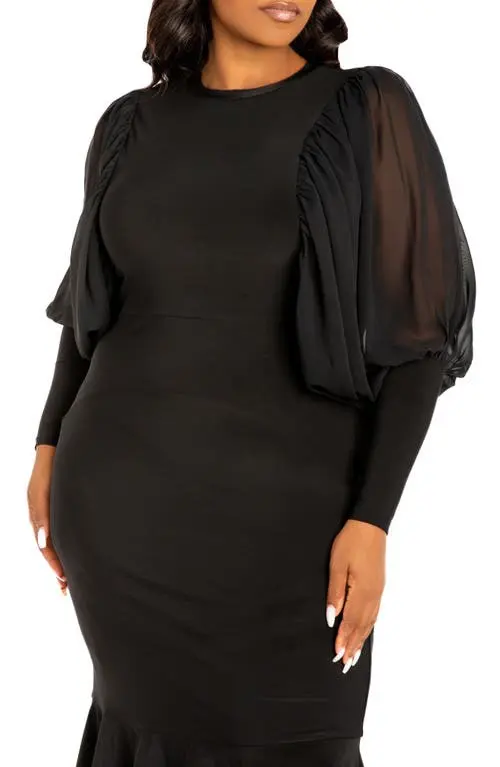 BUXOM COUTURE Volume Sleeve Body-con Dress