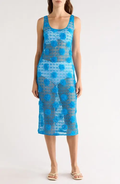 MILLY 3d Knit Mesh Cover-up Dress - Blue