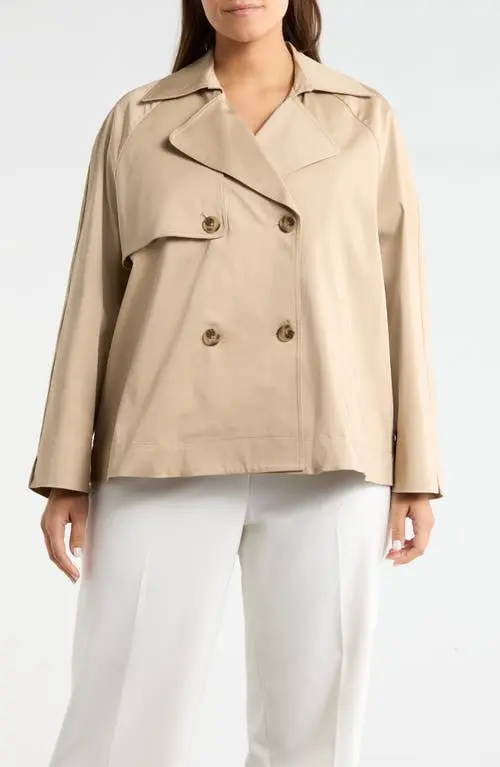 Anne Klein Double-breasted Sateen Trench Coat