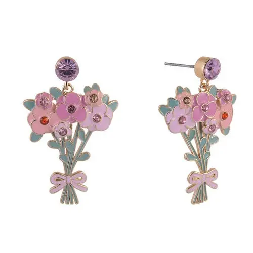 HALLMARK Flower Bouquet Earrings - Pink