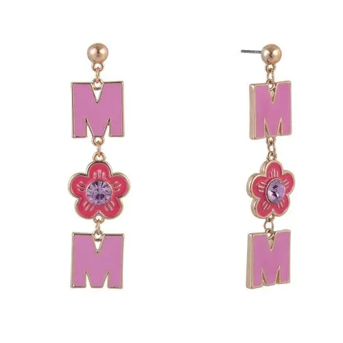 HALLMARK Enamel Mom Earrings - Pink