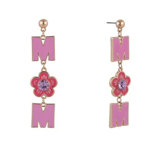 HALLMARK Enamel Mom Earrings - Pink