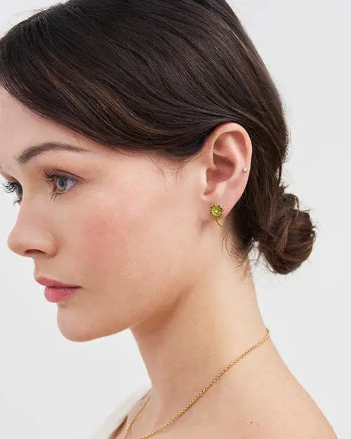 FABLE ENGLAND Lucky Clover & Pearl Stud Earrings