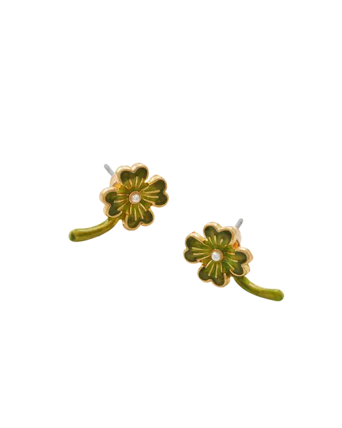 FABLE ENGLAND Lucky Clover & Pearl Stud Earrings