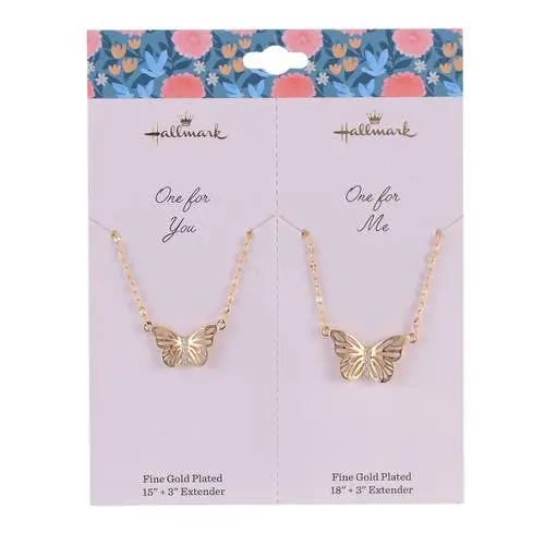 HALLMARK Tear And Share Butterfly Pendant Necklaces Set