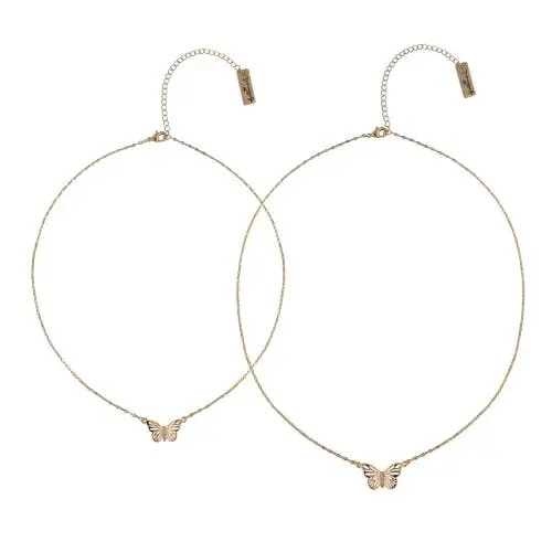 HALLMARK Tear And Share Butterfly Pendant Necklaces Set - Gold