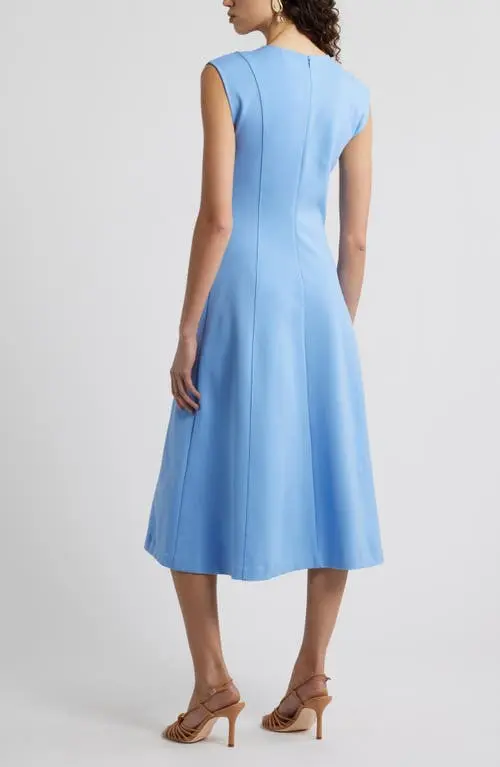 Nordstrom Pleated Cap-sleeve Ponte Fit-and-flare Dress