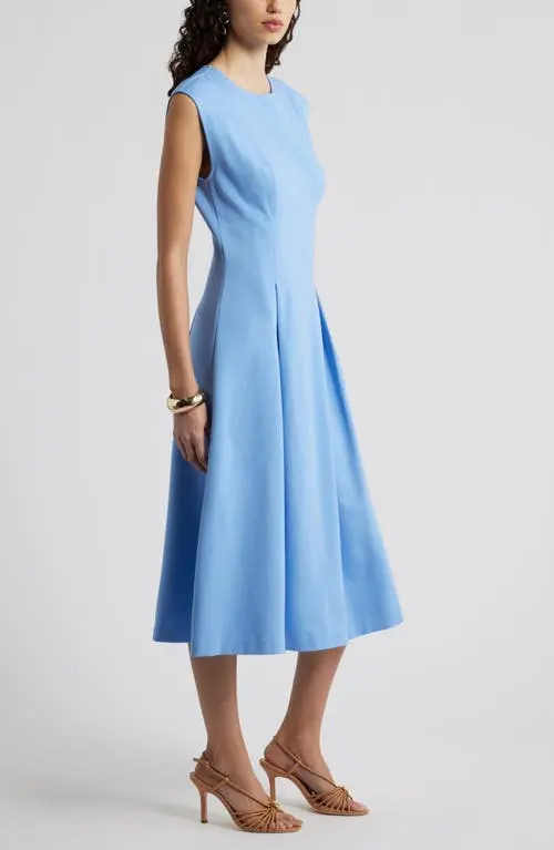 Nordstrom Pleated Cap-sleeve Ponte Fit-and-flare Dress