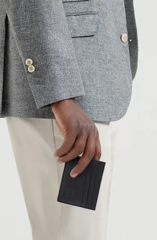 Brunello Cucinelli Grained Leather Card Holder - Black