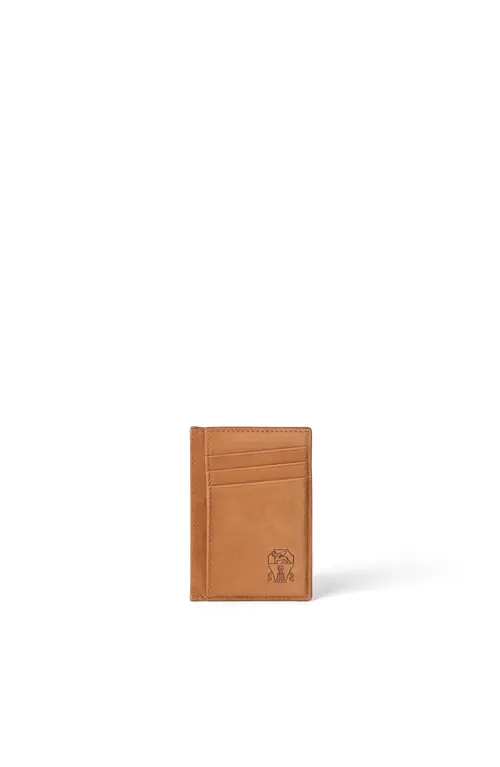 Brunello Cucinelli Nubuck Card Holder - Cognac