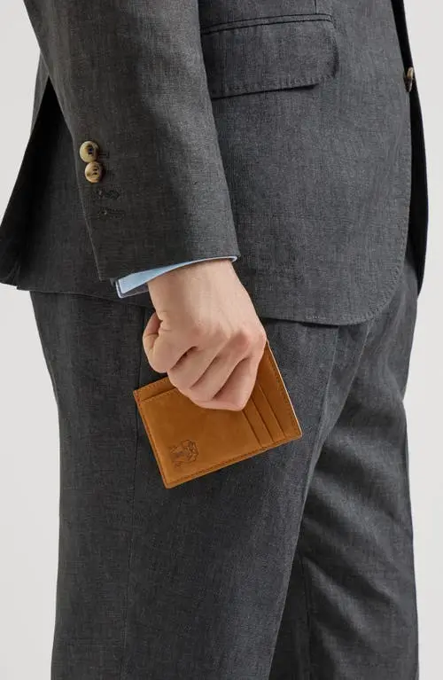 Brunello Cucinelli Nubuck Card Holder - Cognac