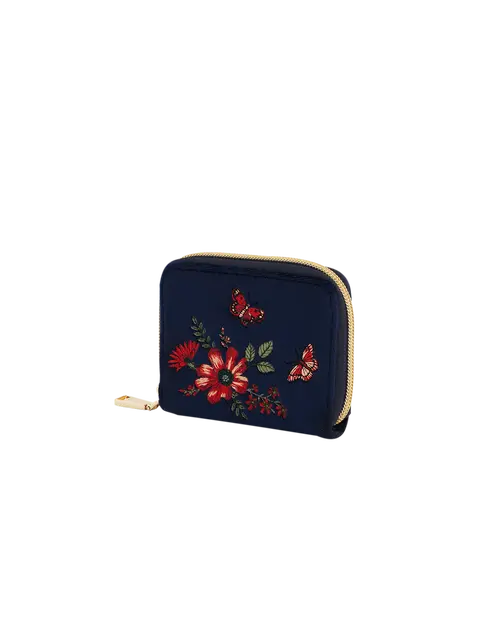 FABLE ENGLAND Floral Velvet Purse Small - Navy