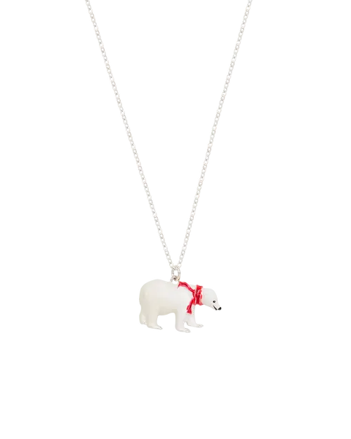 FABLE ENGLAND Cosy Polar Bear Chain Necklace - Silver