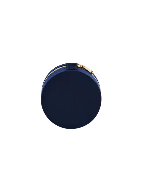FABLE ENGLAND Butterfly Embroidered Velvet Circle Jewellery Box