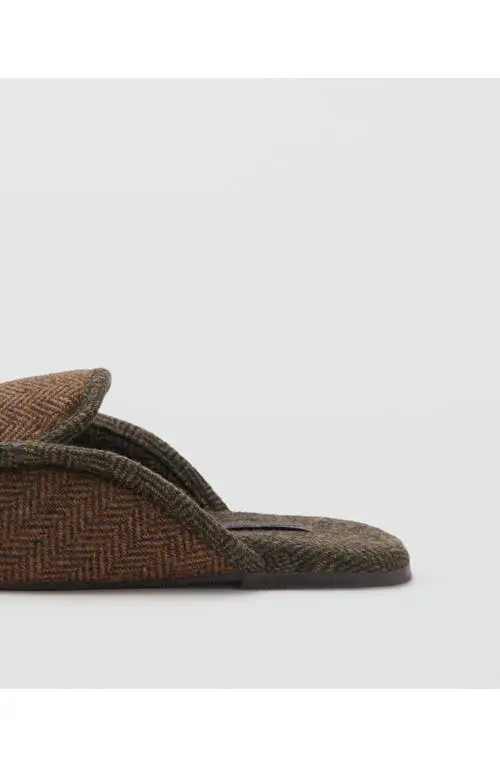 Mango Herringbone Mule Slipper