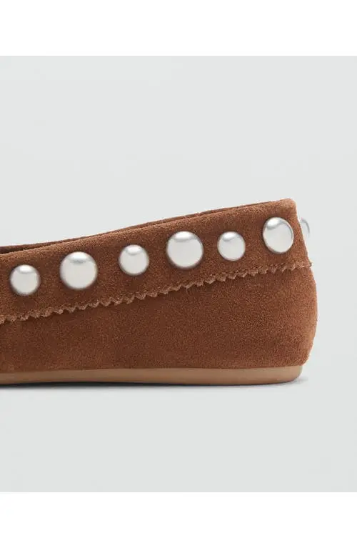 Mango Studded Leather Loafers