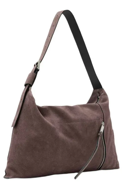 ALLSAINTS Alba Suede Shoulder Bag - Mocha Brown