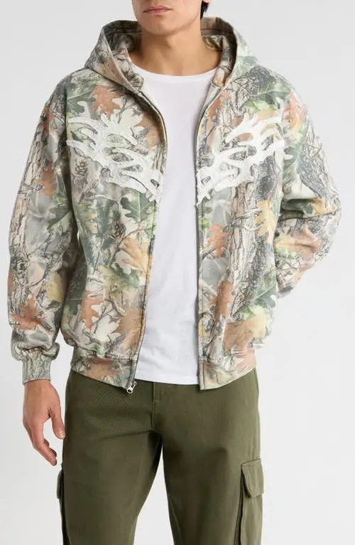 PACSUN Chaos Appliqué Camouflage Zip Hoodie