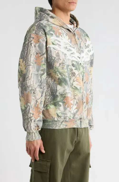 PACSUN Chaos Appliqué Camouflage Zip Hoodie