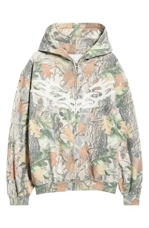 PACSUN Chaos Appliqué Camouflage Zip Hoodie