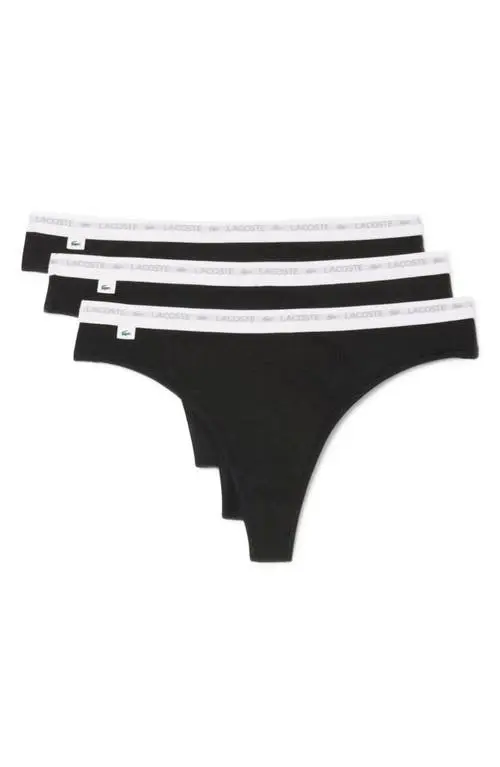 Lacoste 3-pack Stretch Cotton Thongs - Black