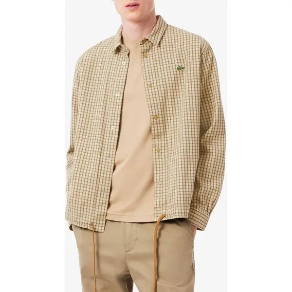 Lacoste Oversize Drawstring Hem Snap Front Overshirt