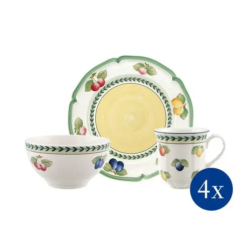 VILLEROY & BOCH French Garden Fleurence 12 Piece Setrice Bowl - White