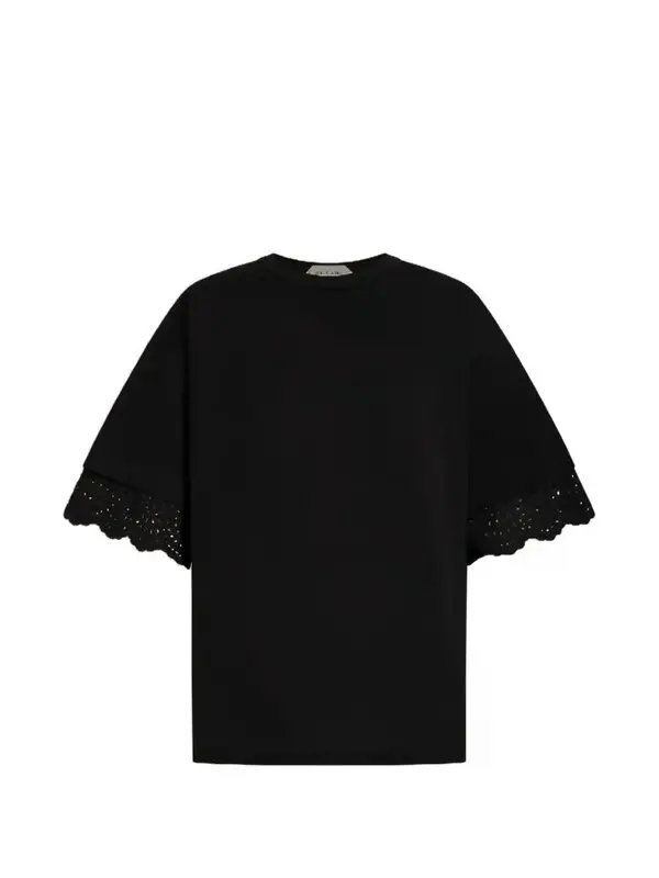 Alberta Ferretti Lace Sleeve T-shirt - Black