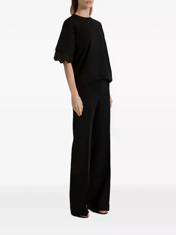 Alberta Ferretti Lace Sleeve T-shirt - Black