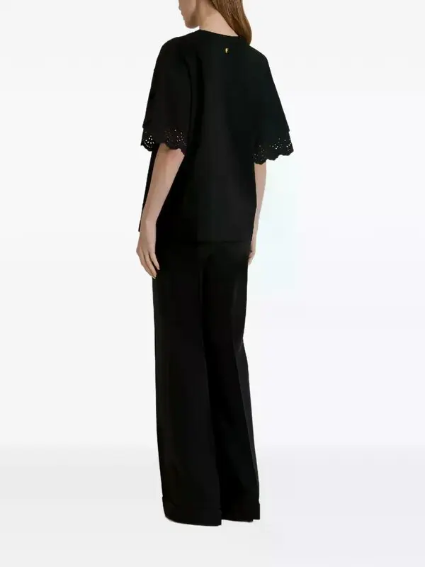 Alberta Ferretti Lace Sleeve T-shirt - Black