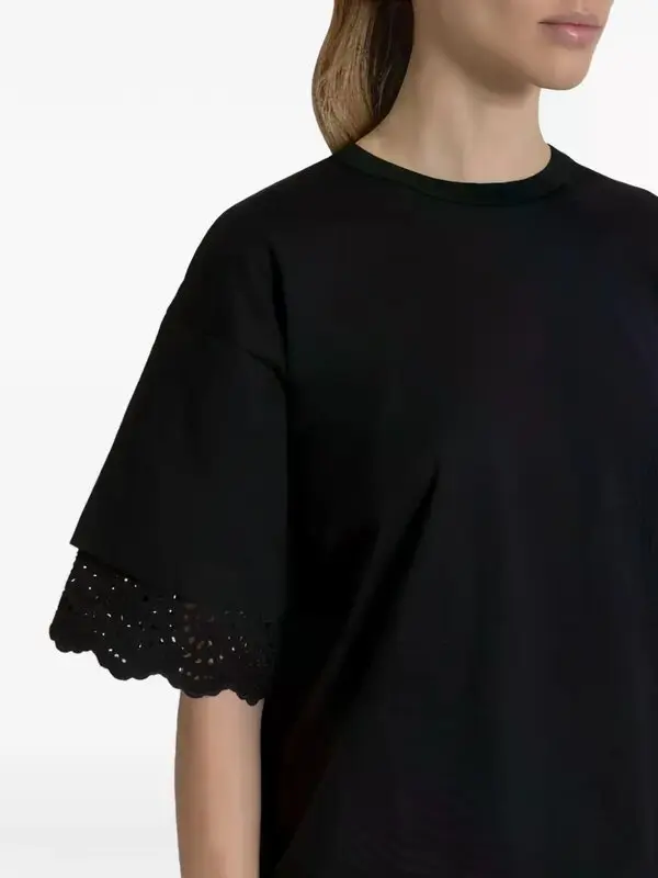 Alberta Ferretti Lace Sleeve T-shirt - Black