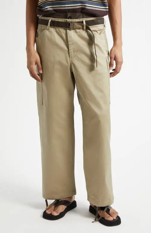 Sacai Extended Waist Cotton Chino Straight Leg Cargo Pants
