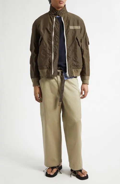 Sacai Extended Waist Cotton Chino Straight Leg Cargo Pants