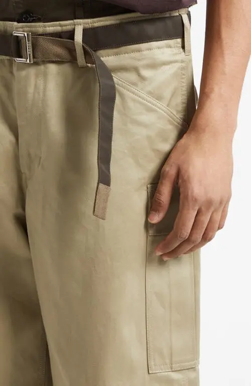 Sacai Extended Waist Cotton Chino Straight Leg Cargo Pants