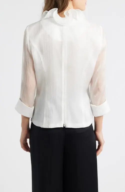 Alex Evenings Yoryu Chiffon Ruffle Top - Ivory