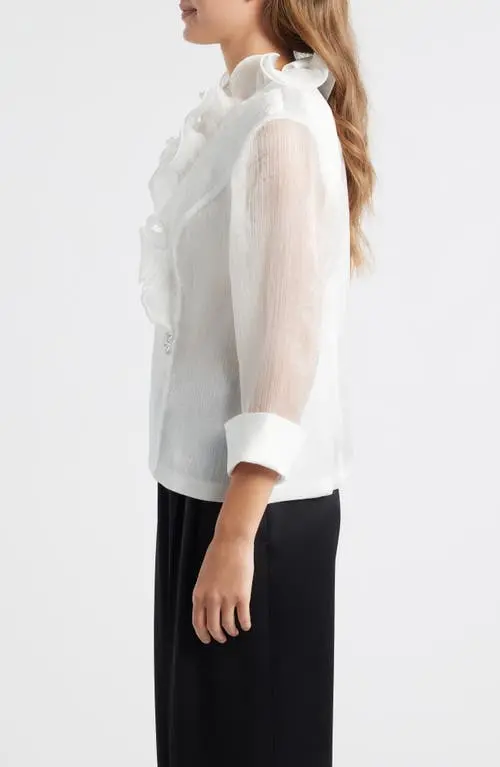 Alex Evenings Yoryu Chiffon Ruffle Top - Ivory