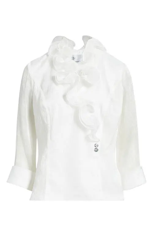 Alex Evenings Yoryu Chiffon Ruffle Top - Ivory