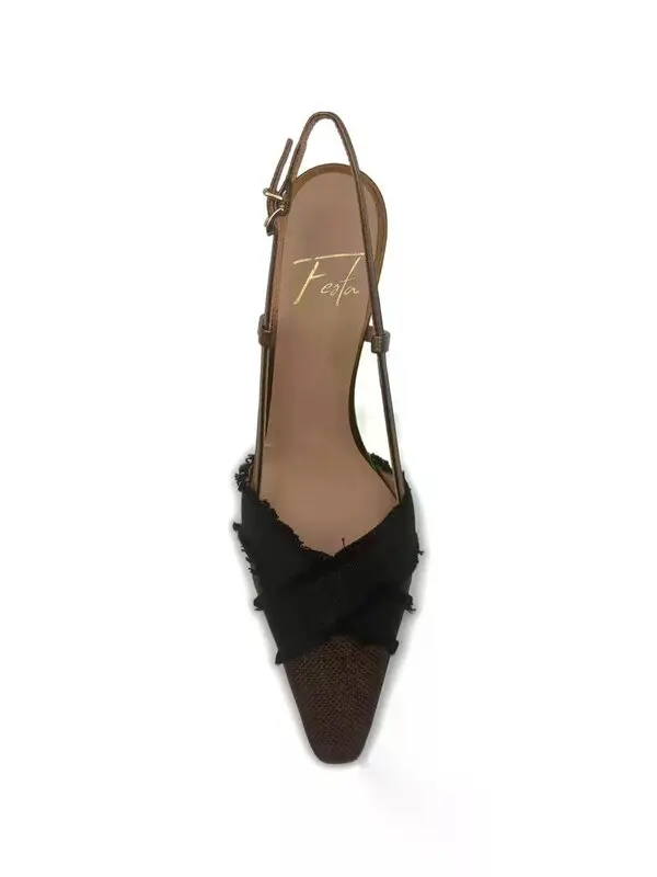 Roberto Festa Frayed Slingback Pumps - Brown