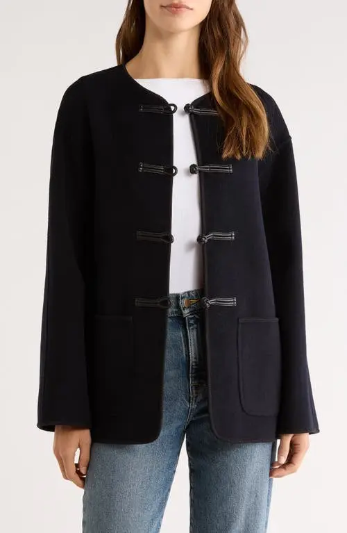 RÓHE Toggle Closure Wool & Cashmere Jacket - Navy